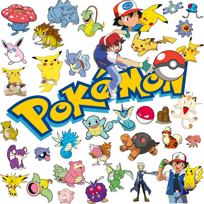 Pokemon 200 SVG Designs pikachu Clipart , Ash Ketchum , Pokemon Sticker ...