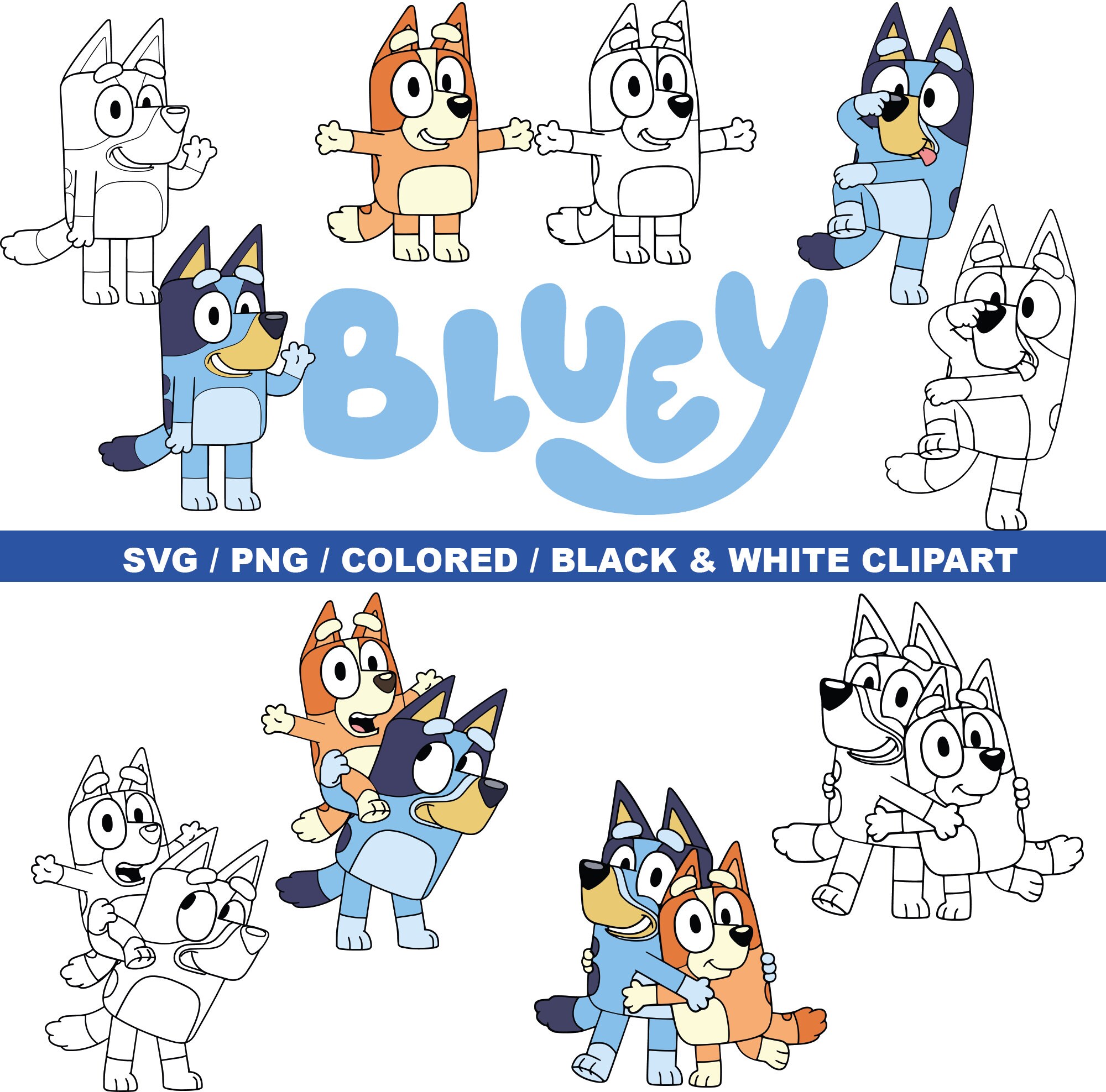 Bluey logo outline Svg, Bluey Vector, Bluey Alphabeth, Bluey ...