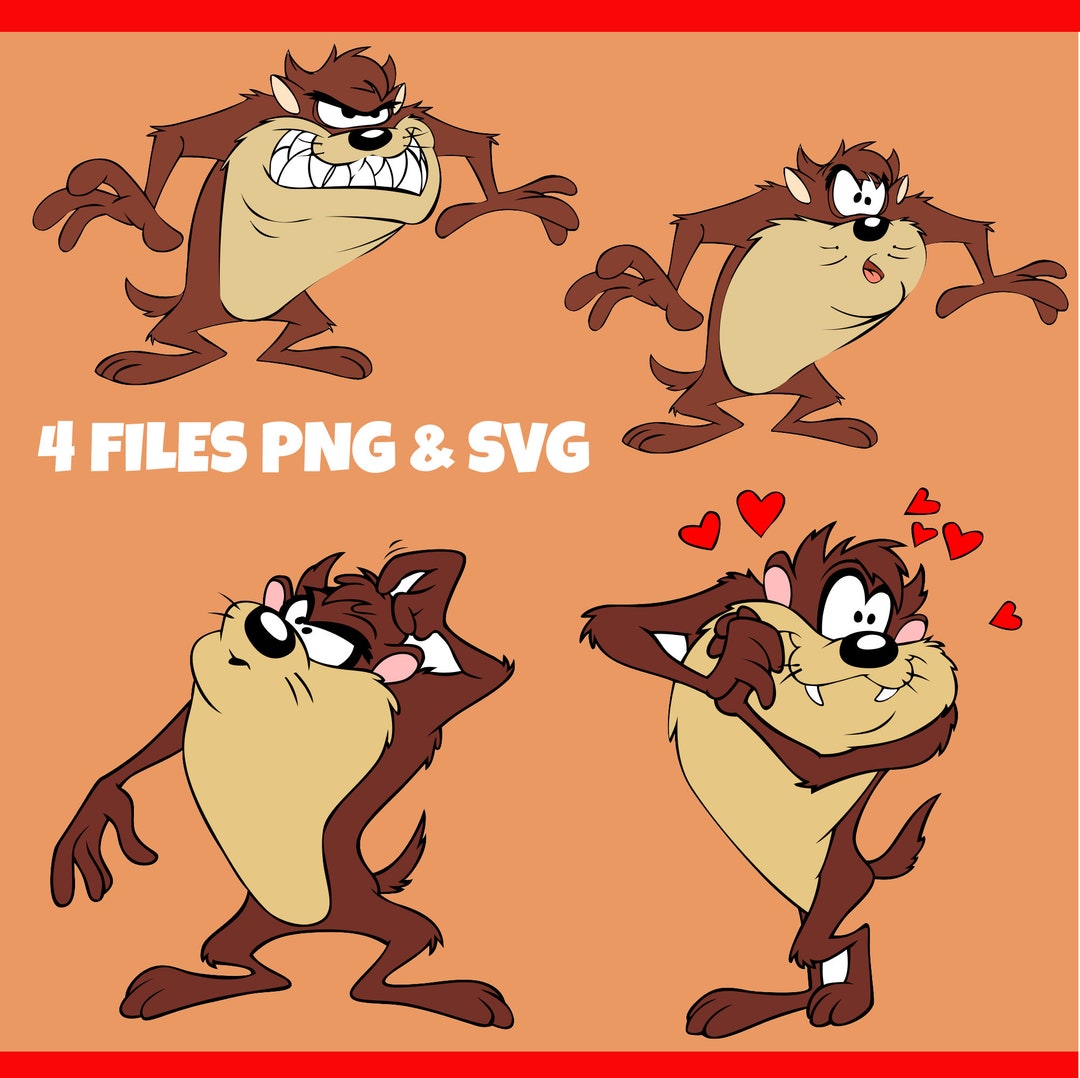 TAZ, Tazmanian Devil Cliparts 4 archivos digitales SVG&PNG Descarga ...