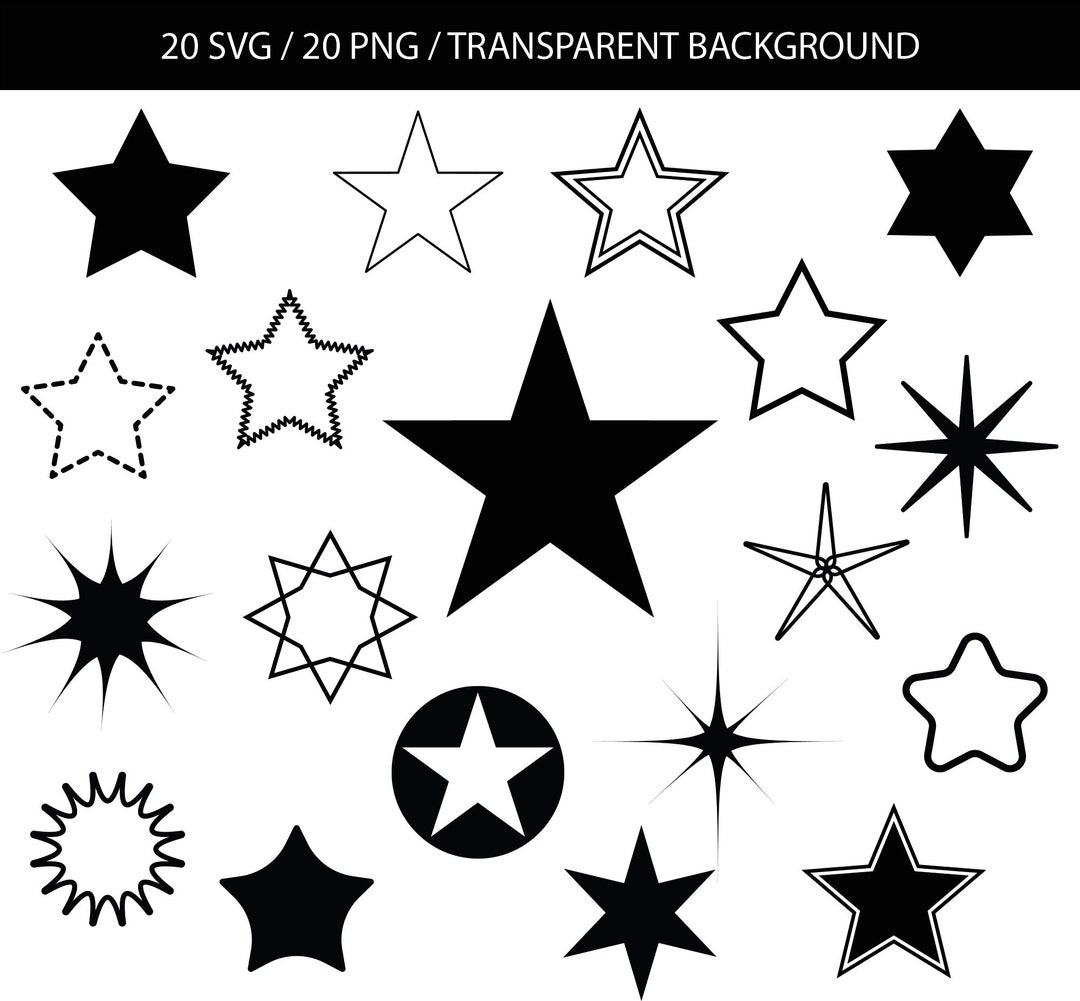 Star Sublimation Star Vector Star Clip Art 20 SVG & 20 PNG Instant ...