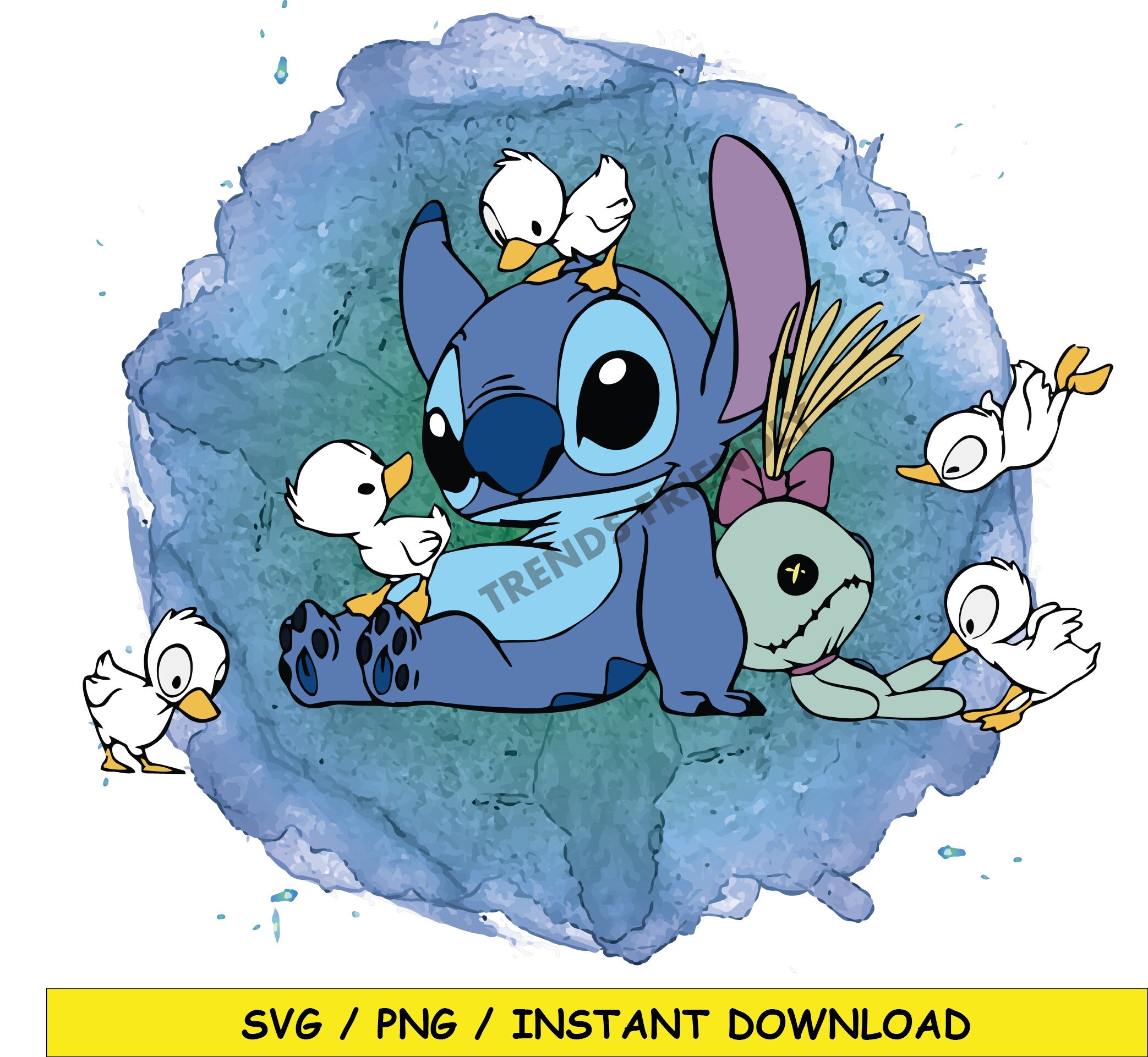 Stitch Splash and Watercolor Digital Design PNG SVG File for ...