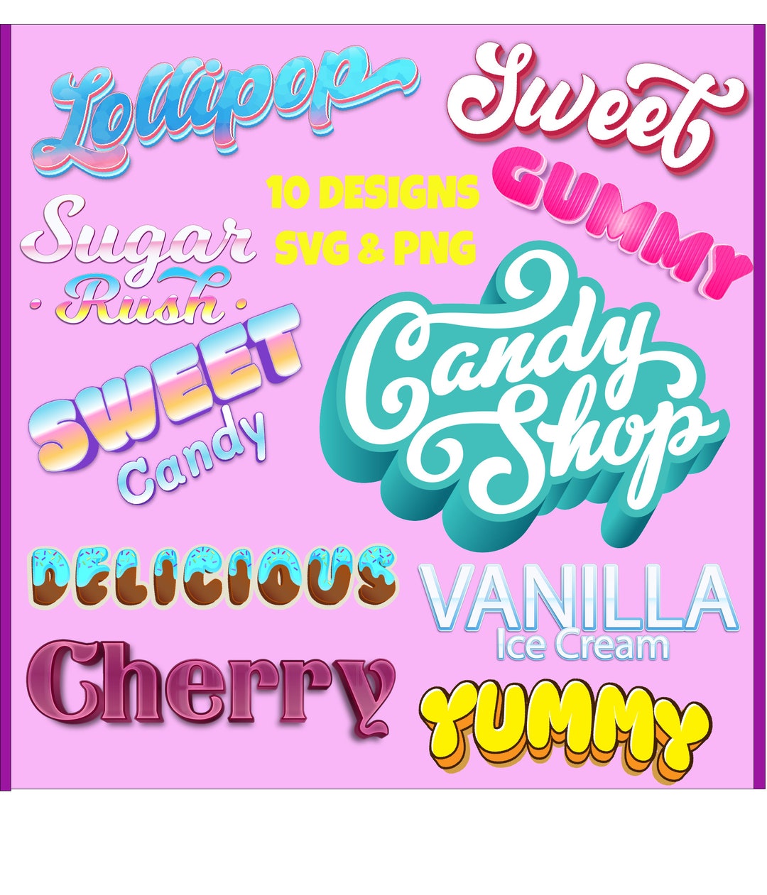 Candy Clipart, Lollipop, Sugar, Sweet.. 10 Designs SVG&PNG Instant ...