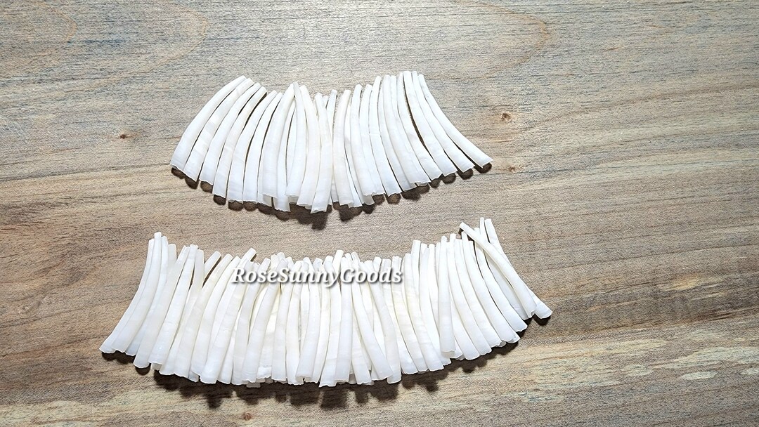 100 Pieces 1.50 Inch Smooth Dentalium Shells, White Color Tusk Shells ...