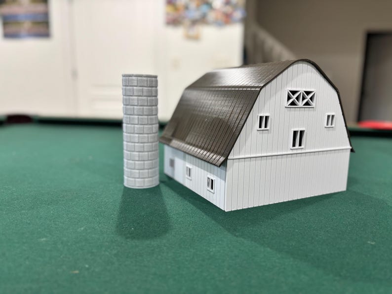 3D Printed Barn With Silo Kit: O & G Scale Model Railroad Scenery - Etsy