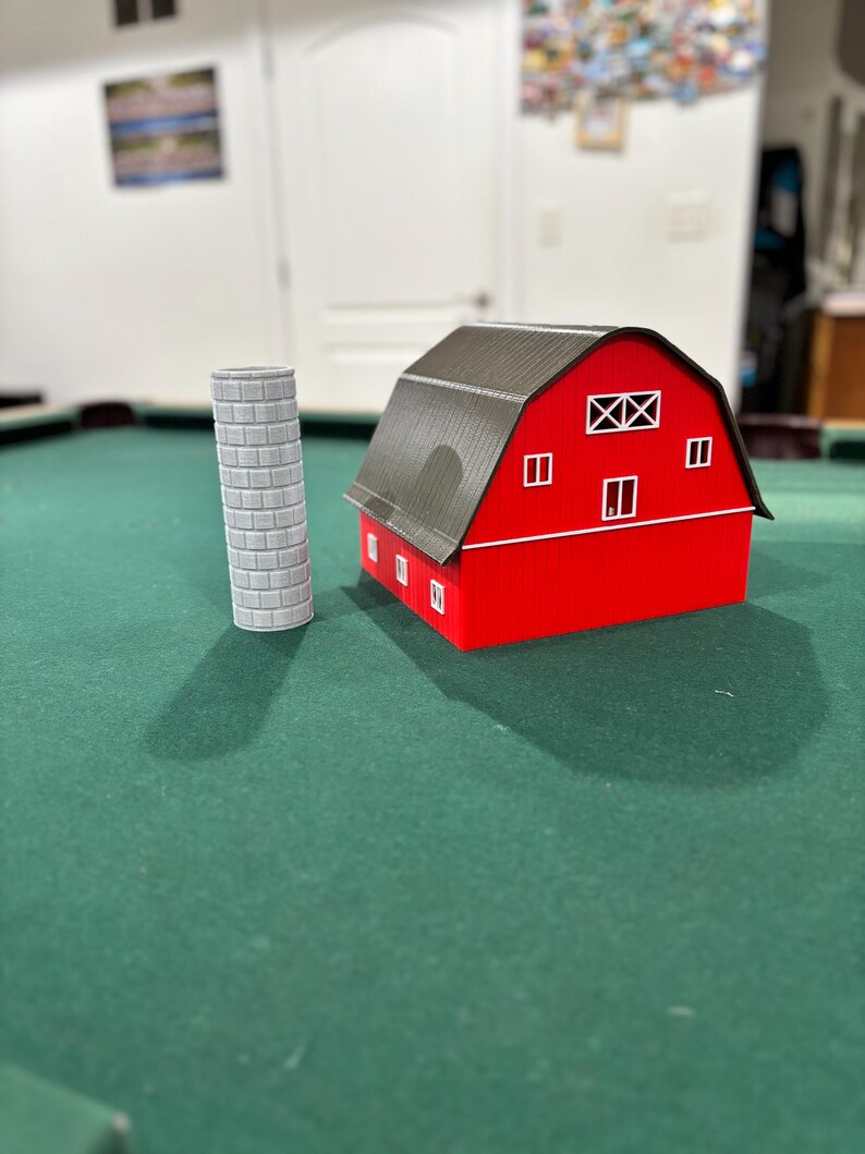 3D Printed Barn With Silo Kit: O & G Scale Model Railroad Scenery - Etsy
