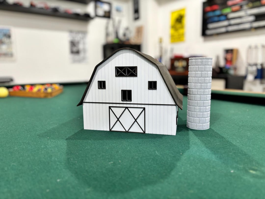 3D Printed Barn With Silo Kit: O & G Scale Model Railroad Scenery - Etsy