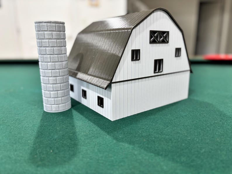 3D Printed Barn With Silo Kit: O & G Scale Model Railroad Scenery - Etsy