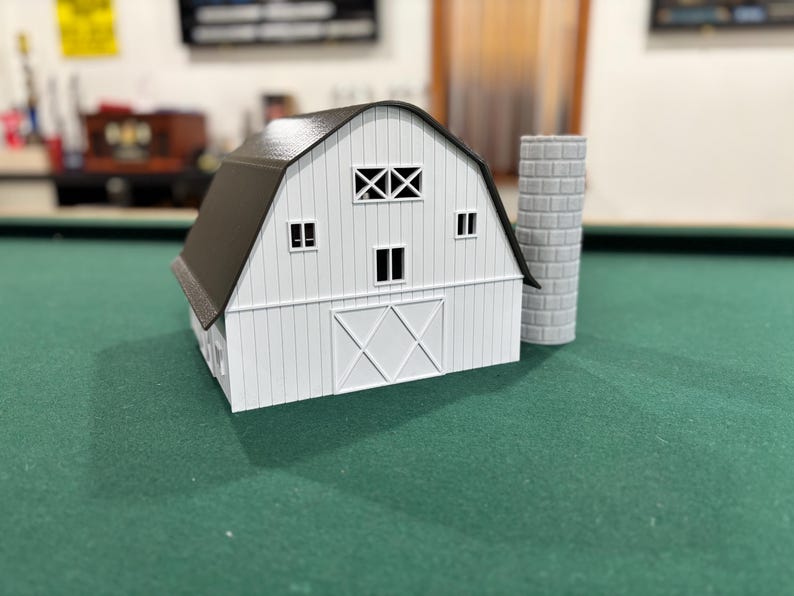 3D Printed Barn With Silo Kit: O & G Scale Model Railroad Scenery - Etsy