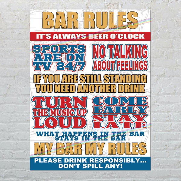 Bar Rules Sign - Etsy