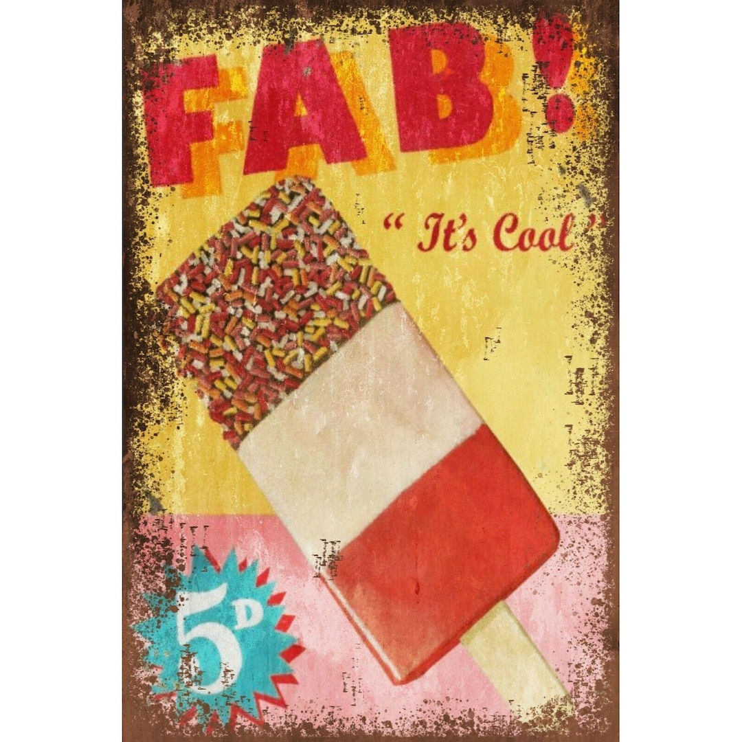 Fab Ice Cool Lollies - Metal Sign Plaque - Etsy