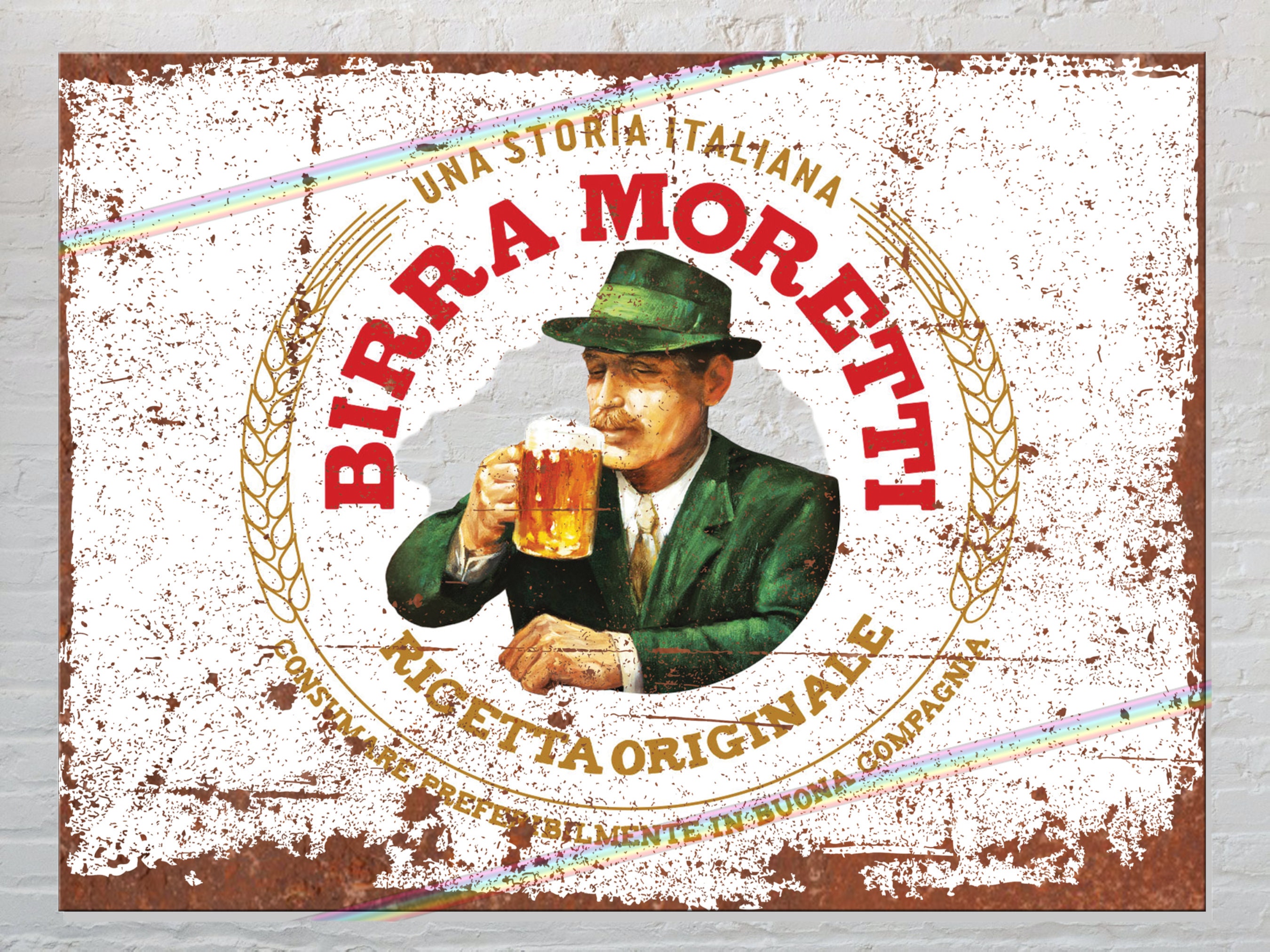 Vintage Retro Plaque Birra Moretti Pub Shed Bar Kitchen Man Cave Gift ...