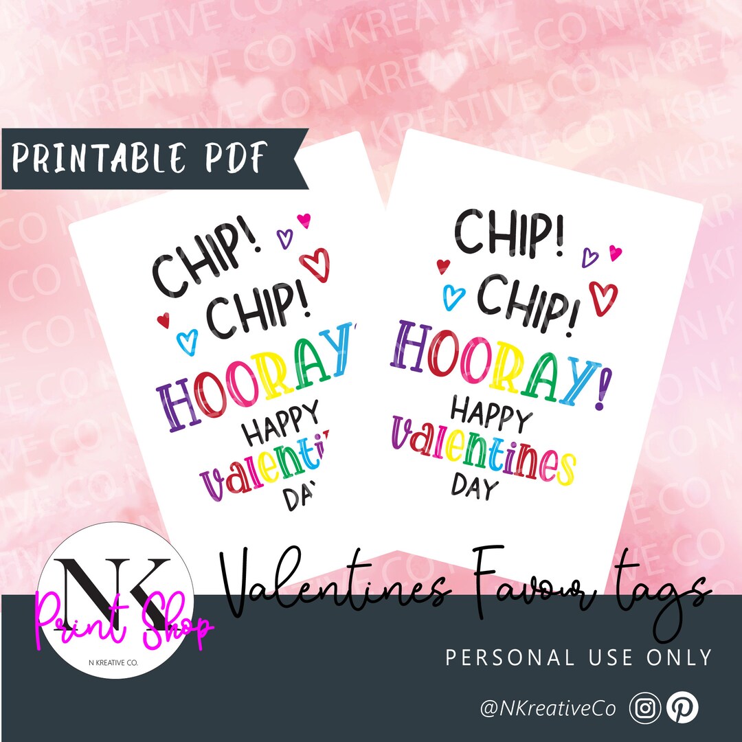 Chip! Chip! Hooray! Happy Valentines Day | Valentine Tag for Potato ...