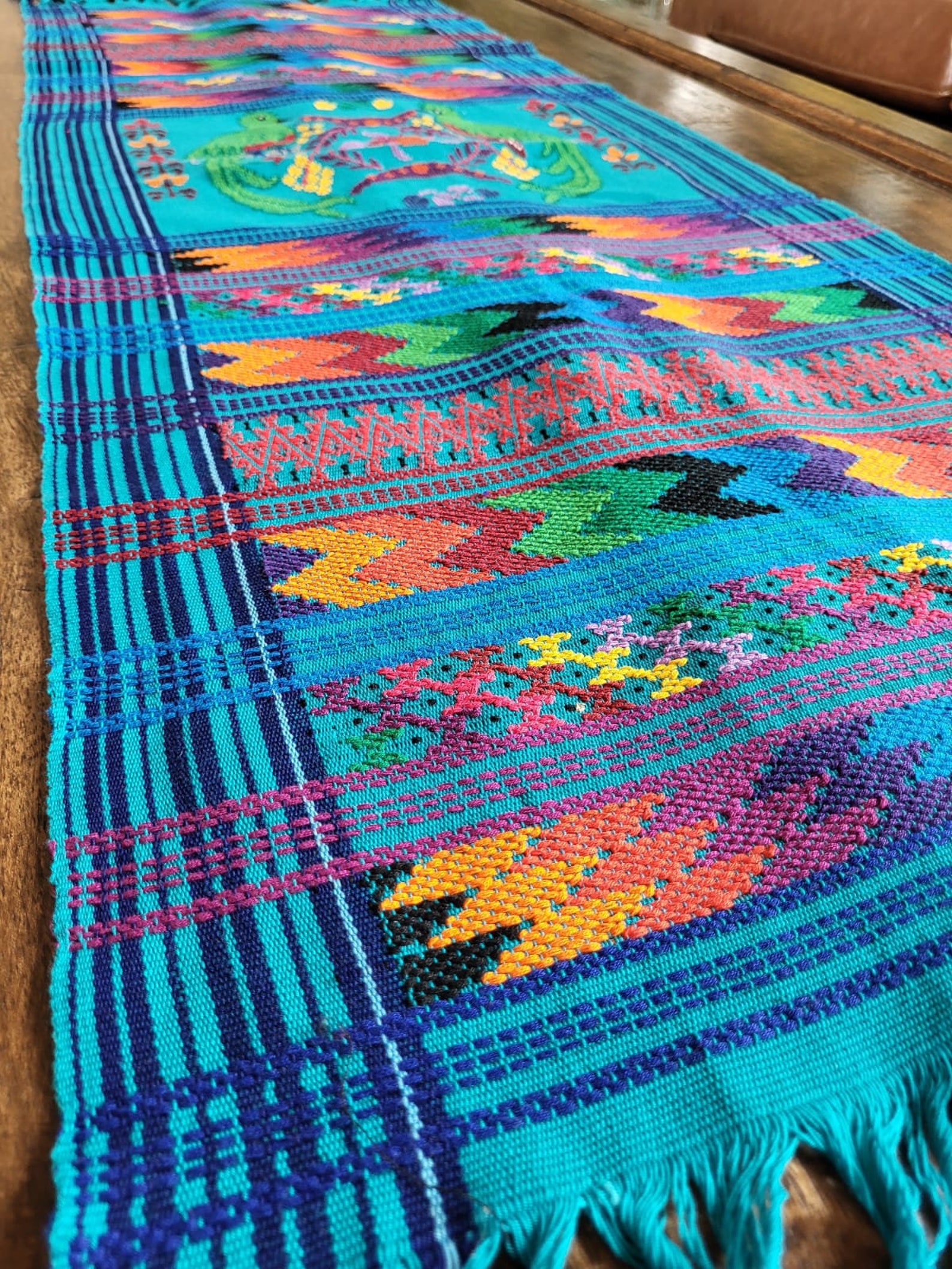 Stunningly Vibrant Guatemalan Handmade Table Runner Dining, Kitchen ...