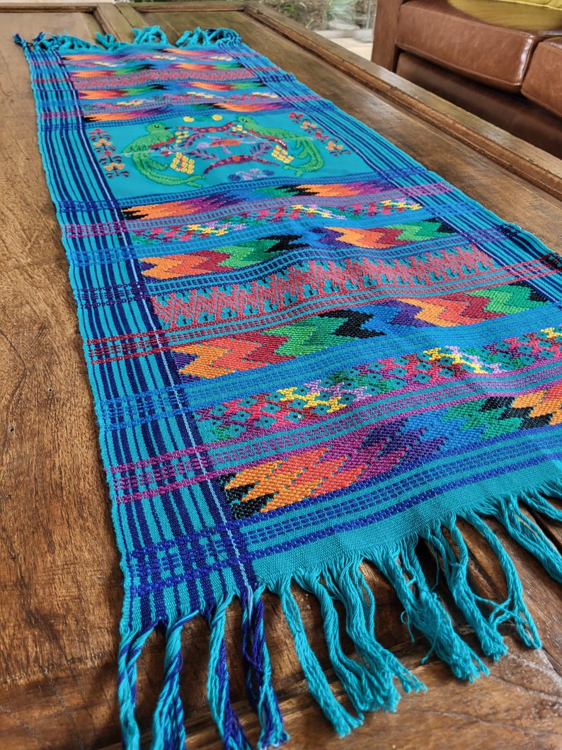 Stunningly Vibrant Guatemalan Handmade Table Runner Dining, Kitchen ...