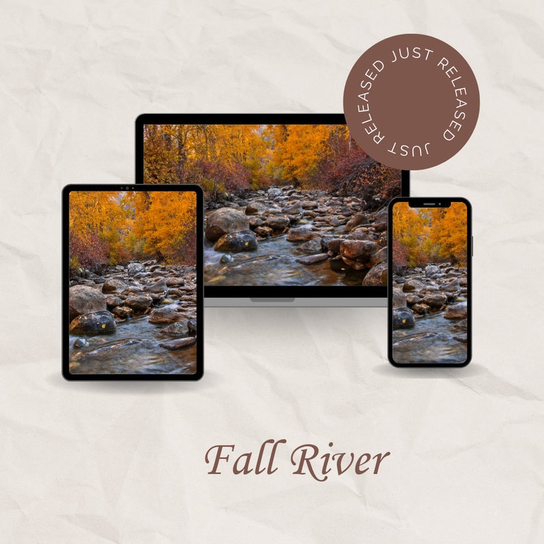 Fall Digital Wallpaper - River Landscape With Fall Foliage. Fall ...