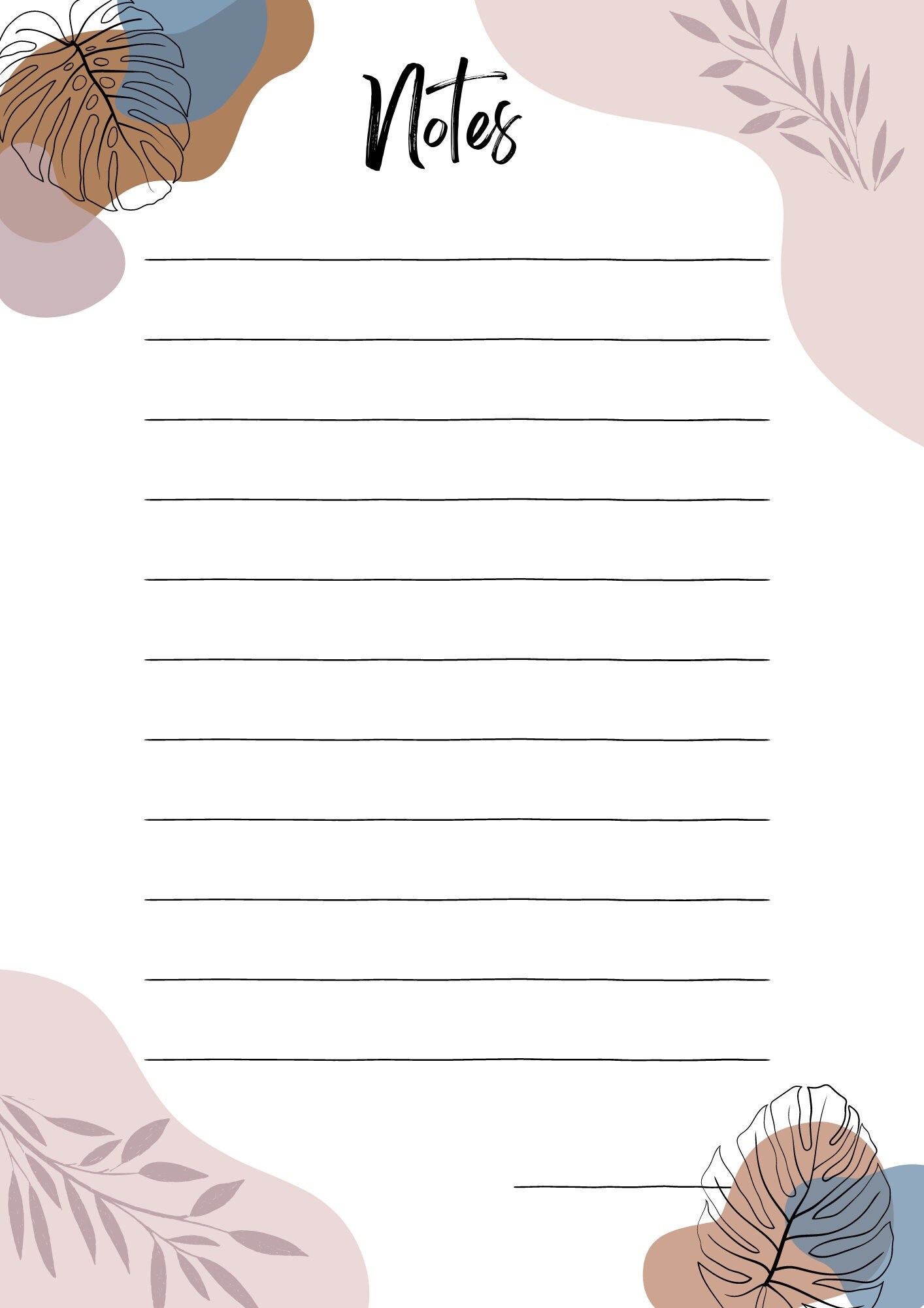 Notes Page Printable, Lined Notes Template, Note Taking, Writing Paper ...