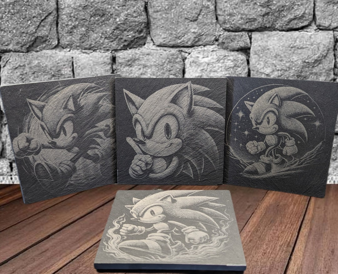 Sonic the Hedgehog, Slate Coaster Set, Tea Coffee Gin Beer Wine Whisky ...