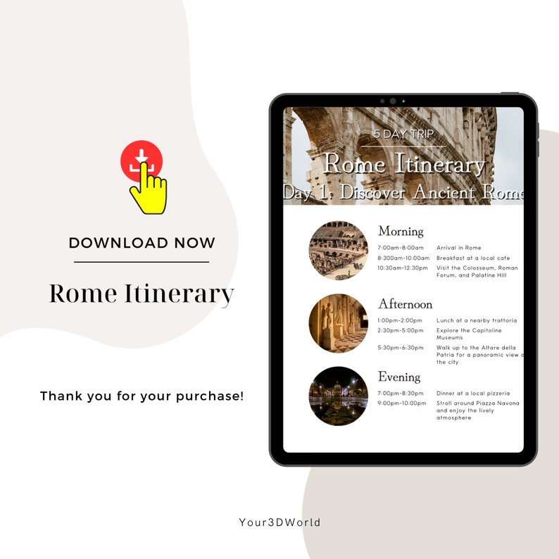 Rome Itinerary 5-day Canva Template | Rome Italy Travel Planner | Canva ...
