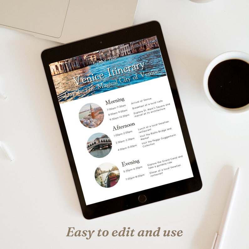 Venice Itinerary 5-day Canva Template | Venice Italy Travel Planner ...