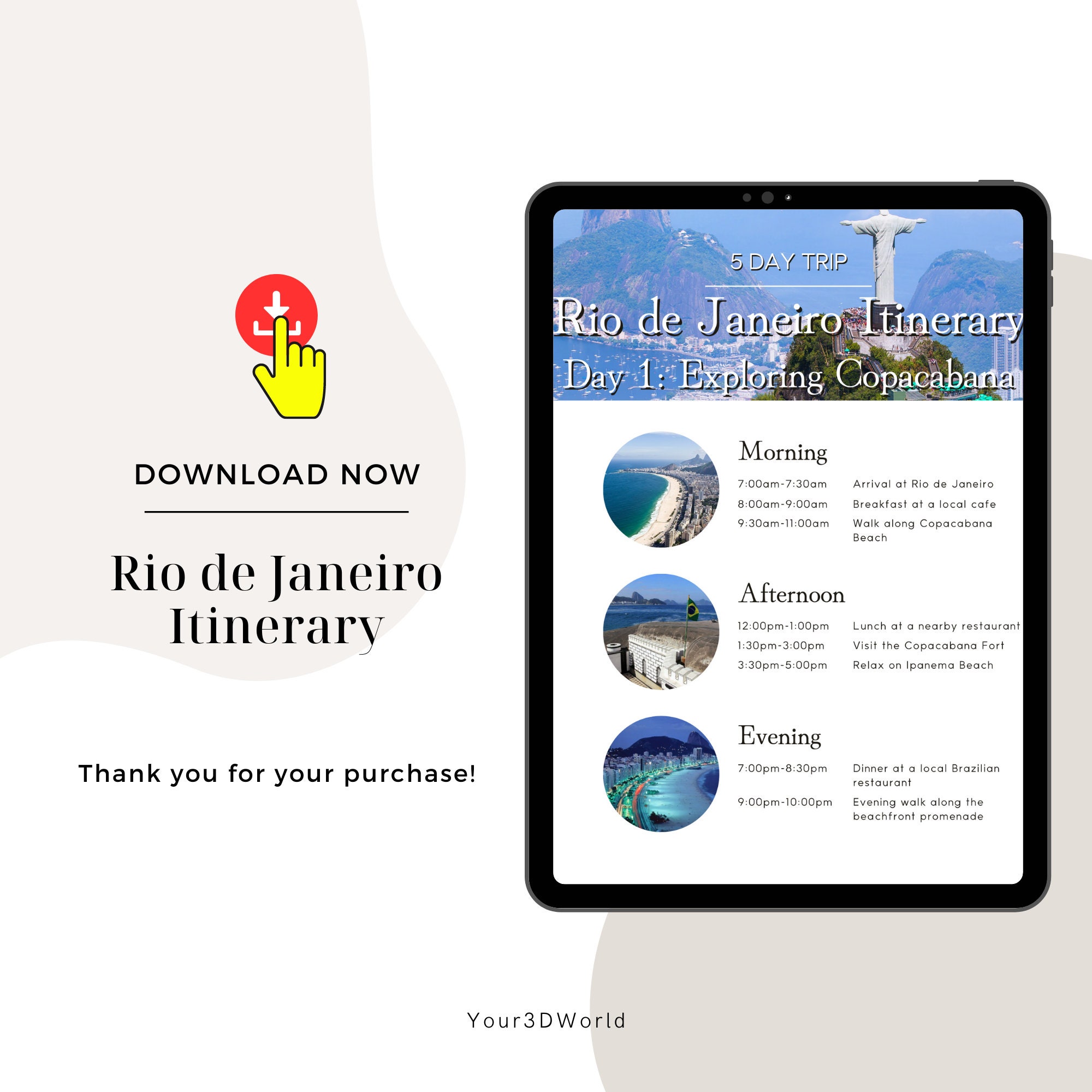 Rio De Janeiro Itinerary 5-day Canva Template | Brazil Travel Planner ...