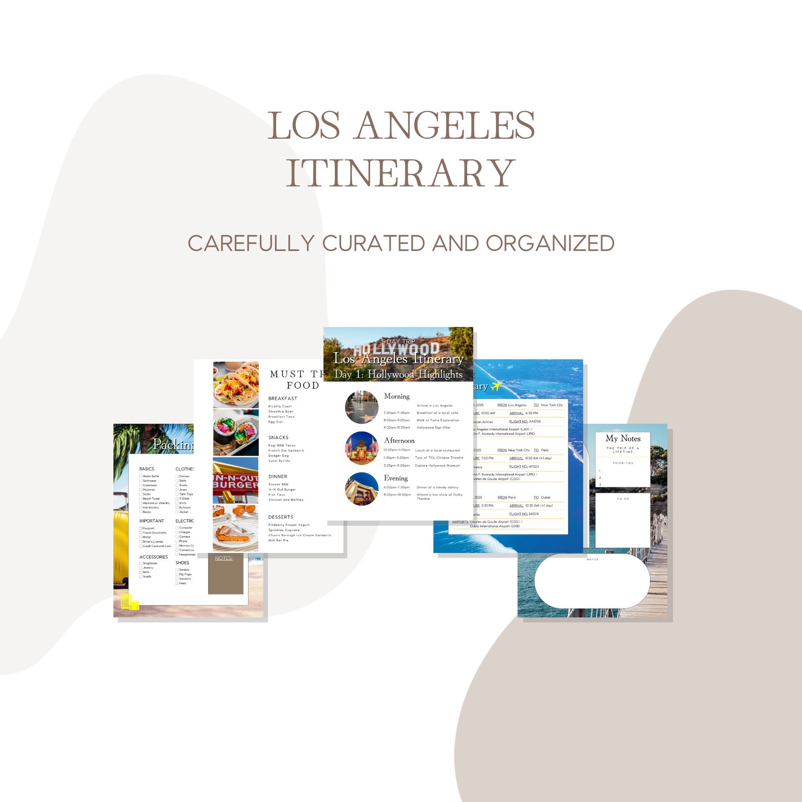 Los Angeles Itinerary 5-day Canva Template | LA California Travel ...