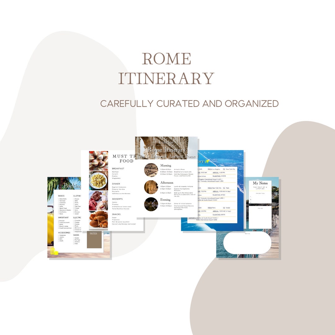 Rome Itinerary 5-day Canva Template Rome Italy Travel - Etsy