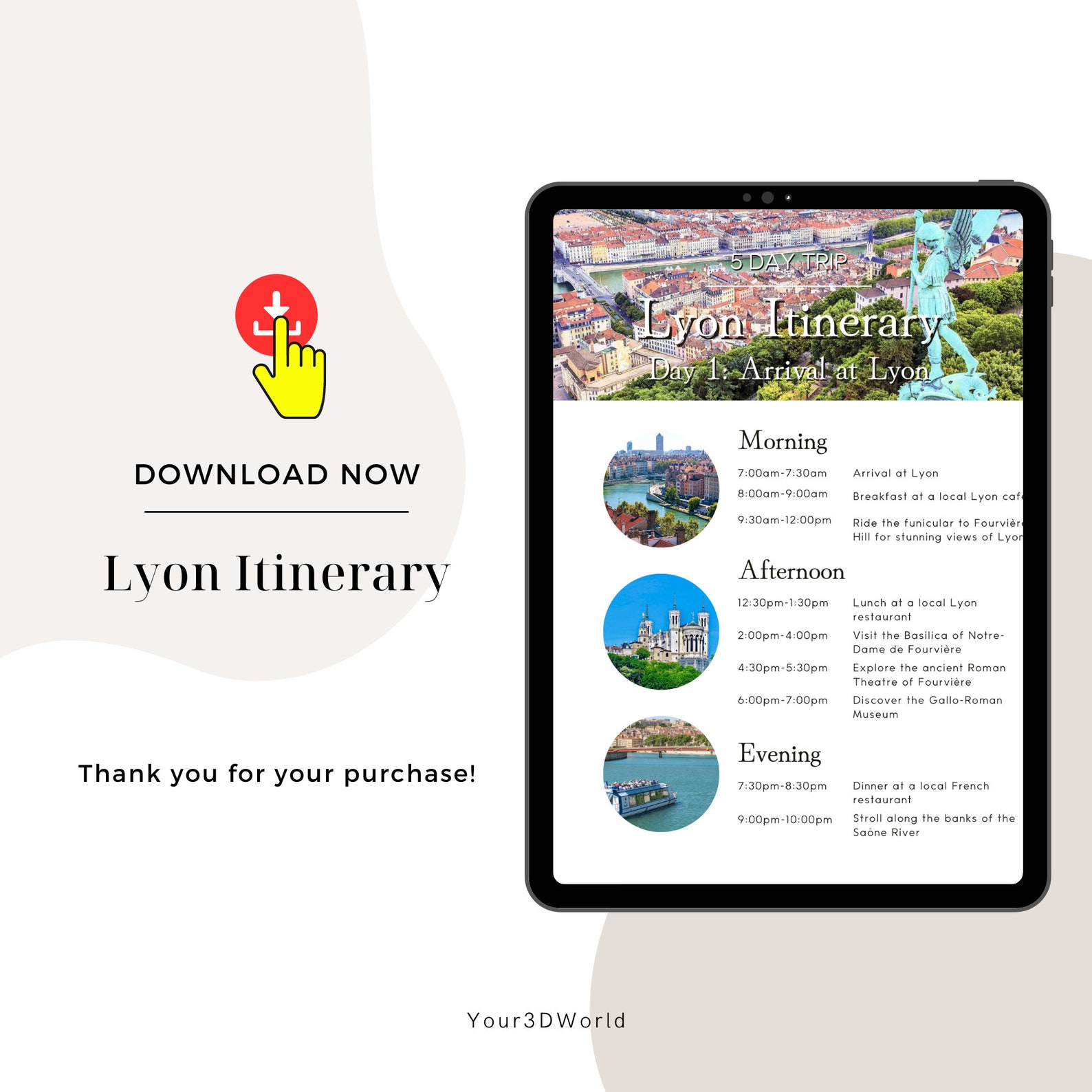 Lyon Itinerary 5-day Canva Template | Lyon France Travel Planner ...