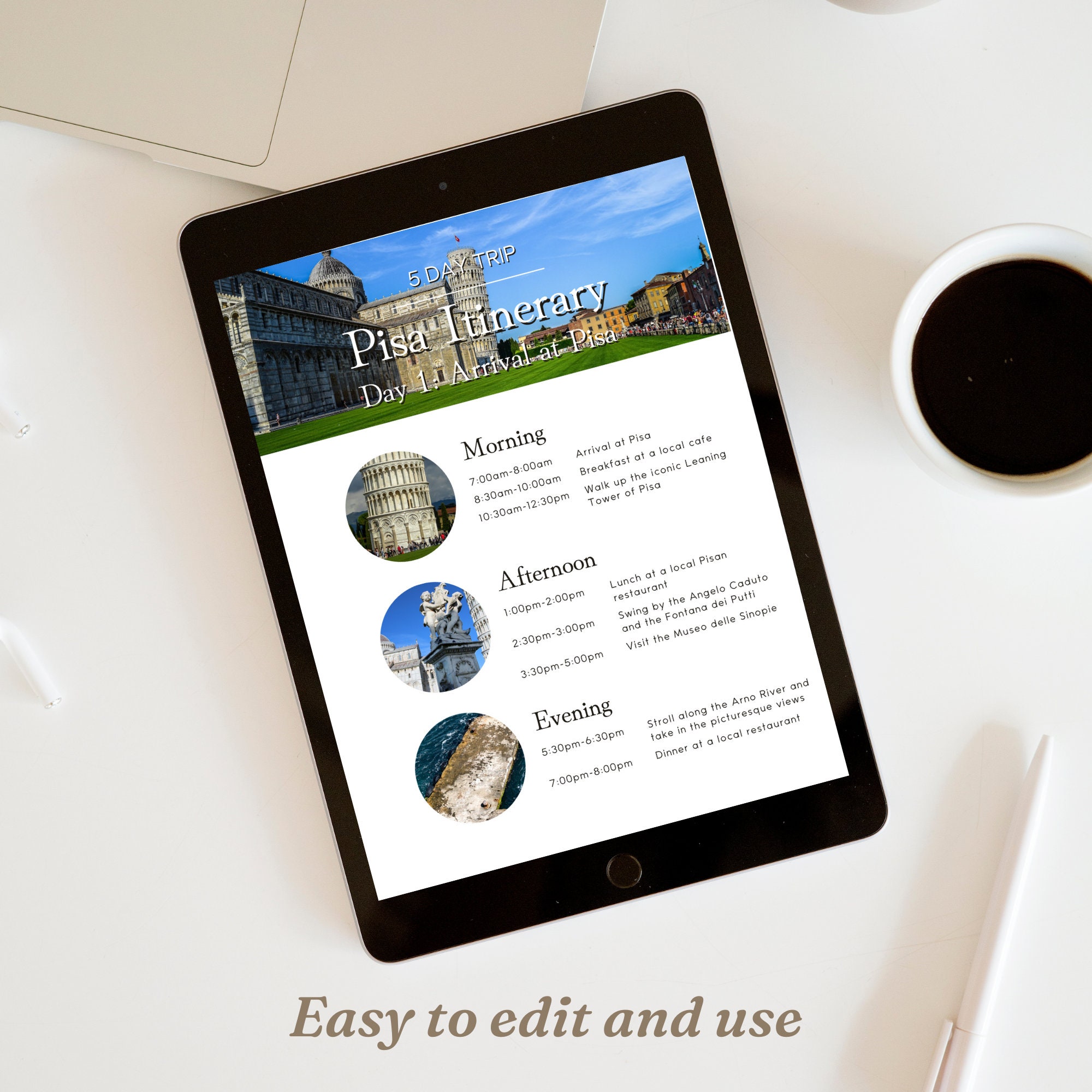 Pisa Itinerary 5-day Canva Template | Pisa Italy Travel Planner | Canva ...