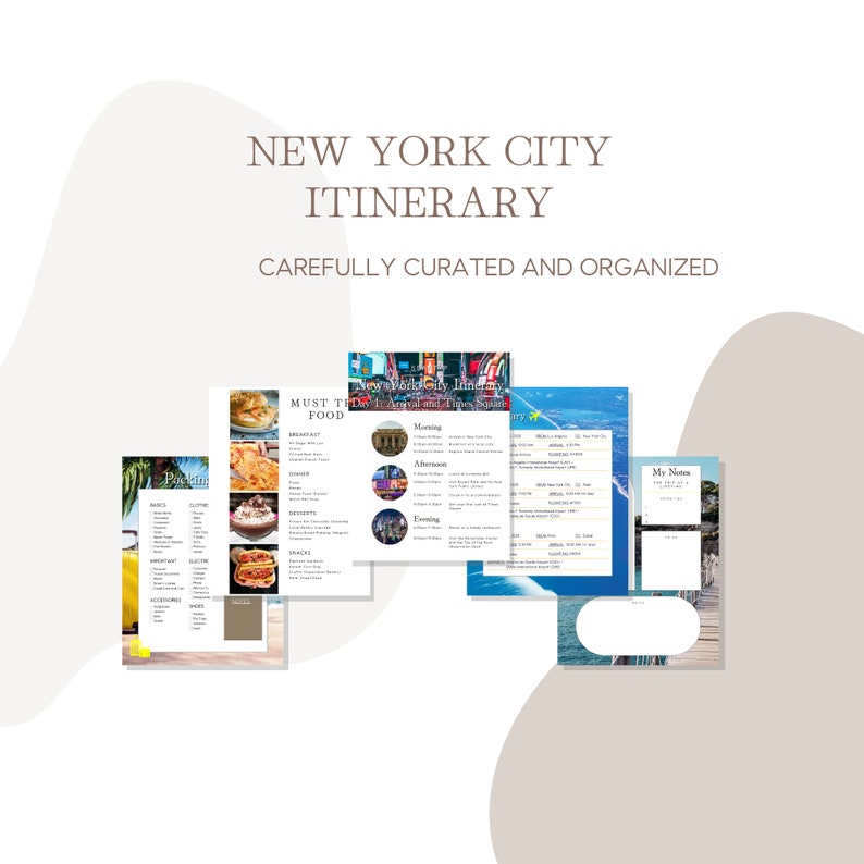 New York City Itinerary 5-day Canva Template | NYC US Travel Planner ...