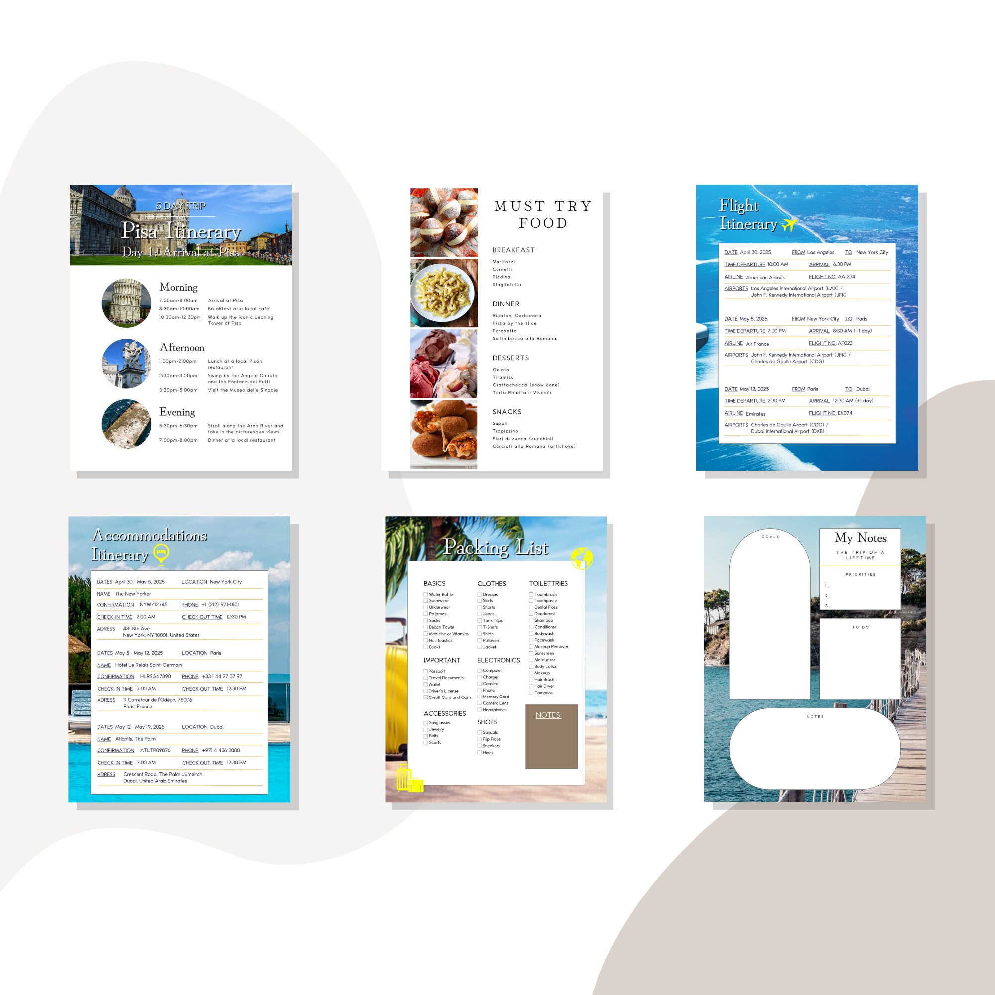 Pisa Itinerary 5-day Canva Template | Pisa Italy Travel Planner | Canva ...