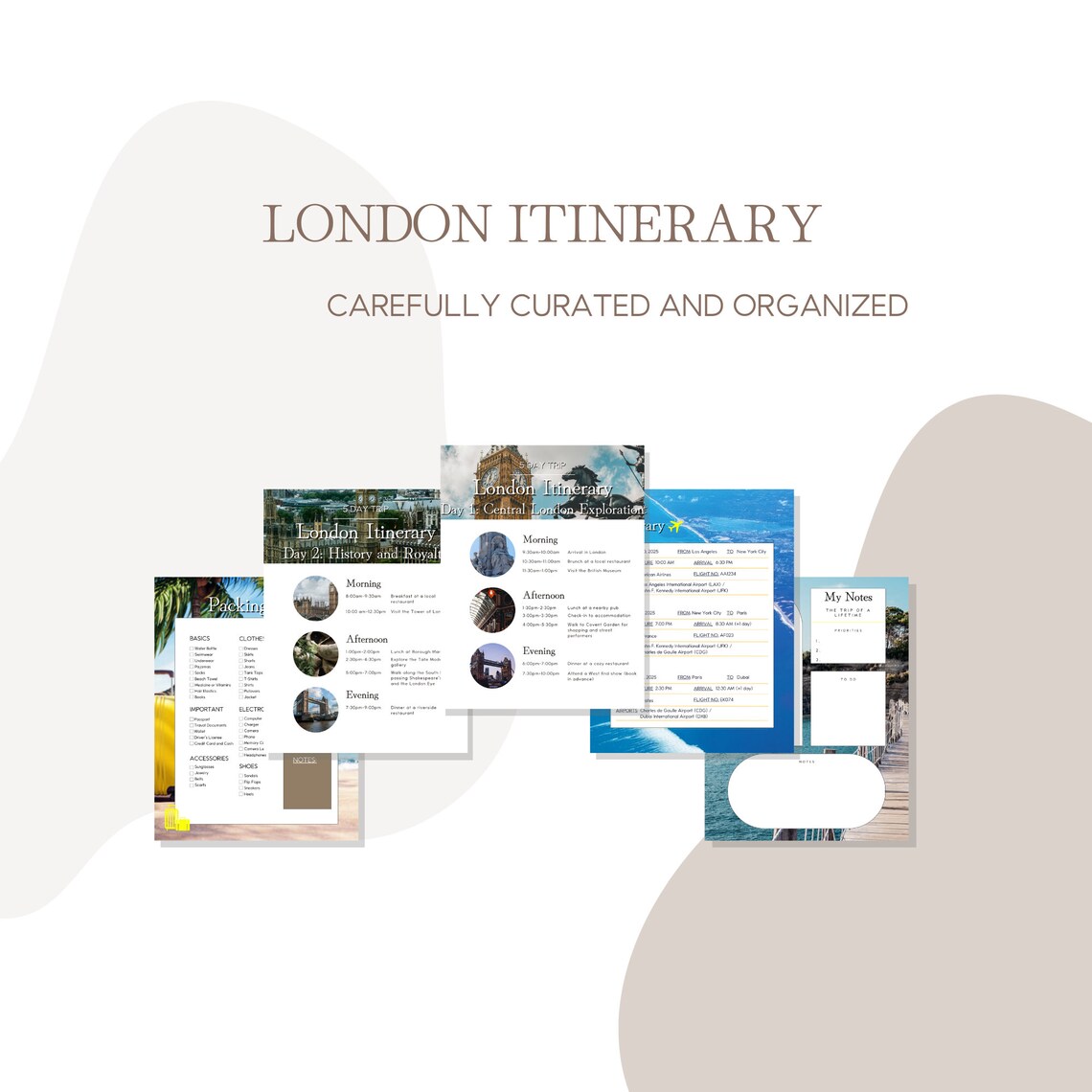 London Itinerary 5-day Canva Template | London England Travel Planner ...