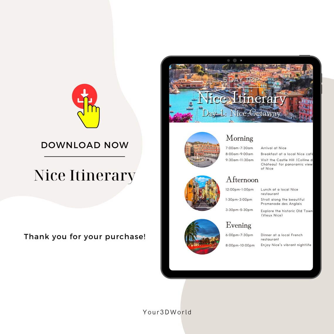 Nice Itinerary 5-day Canva Template | Nice France Travel Planner ...