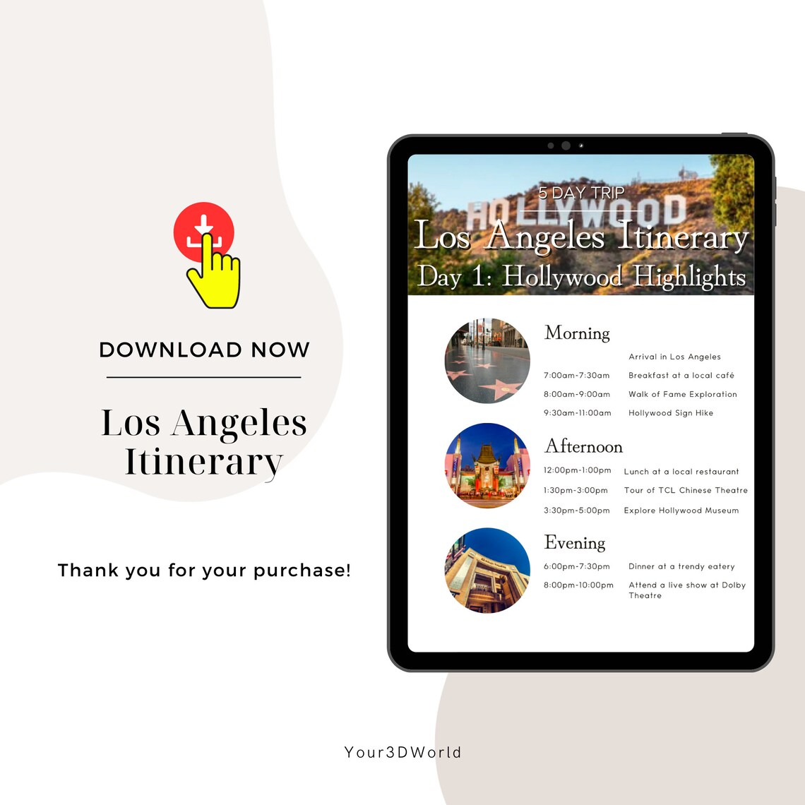 Los Angeles Itinerary 5-day Canva Template | LA California Travel ...