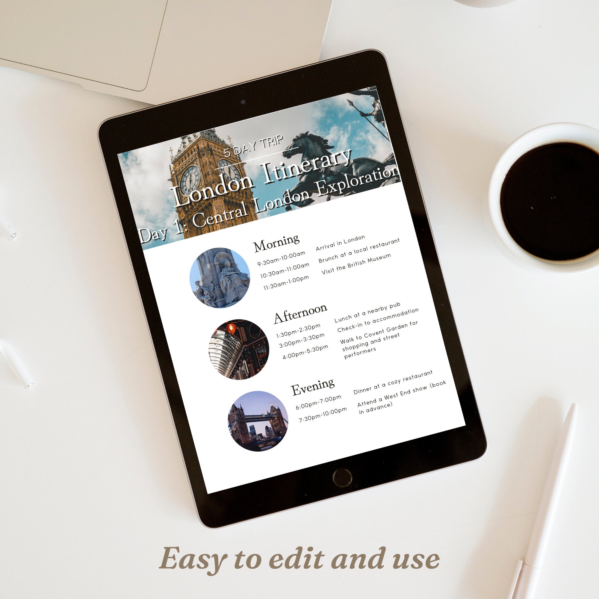 London Itinerary 5-day Canva Template | London England Travel Planner ...