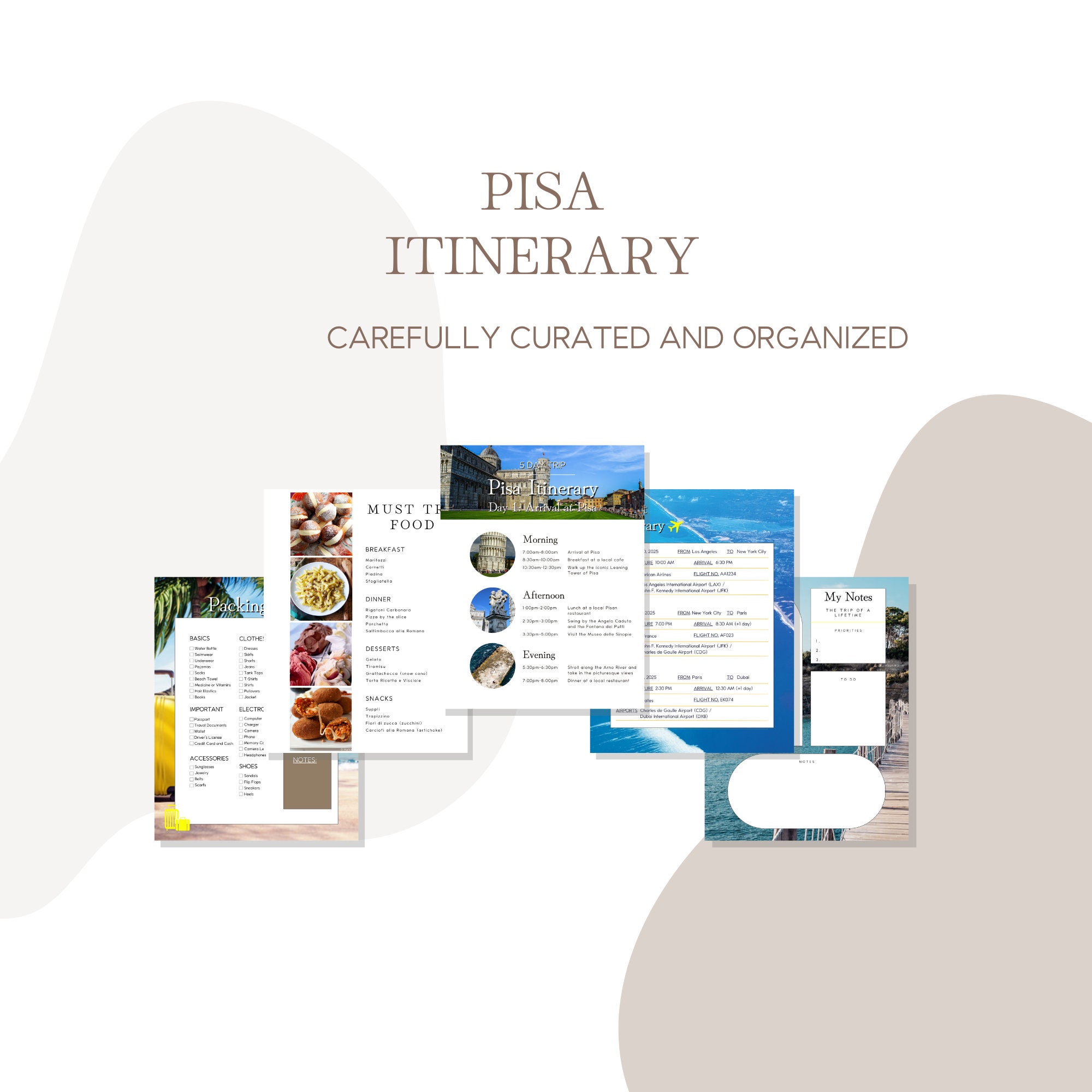 Pisa Itinerary 5-day Canva Template | Pisa Italy Travel Planner | Canva ...