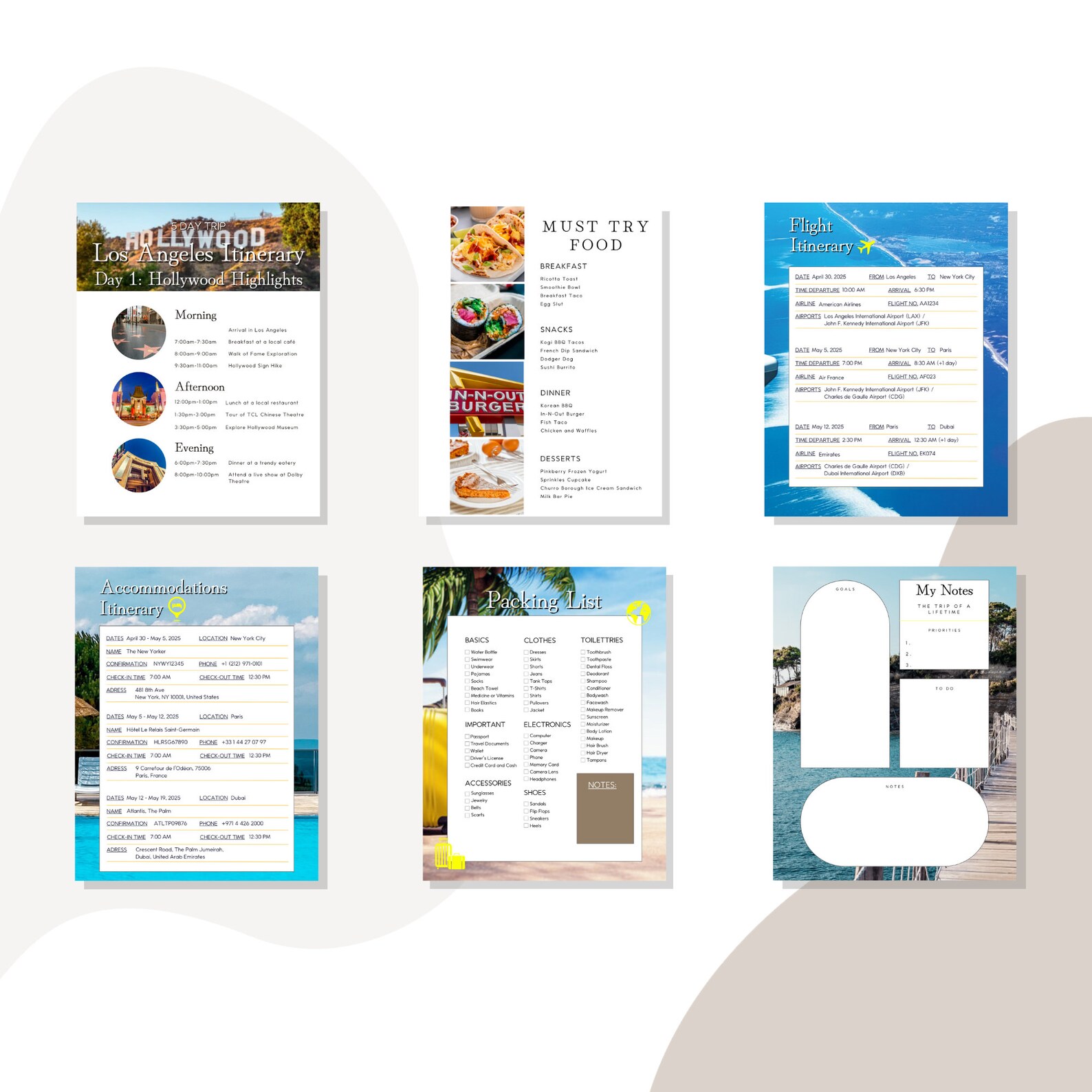 Los Angeles Itinerary 5-day Canva Template | LA California Travel ...