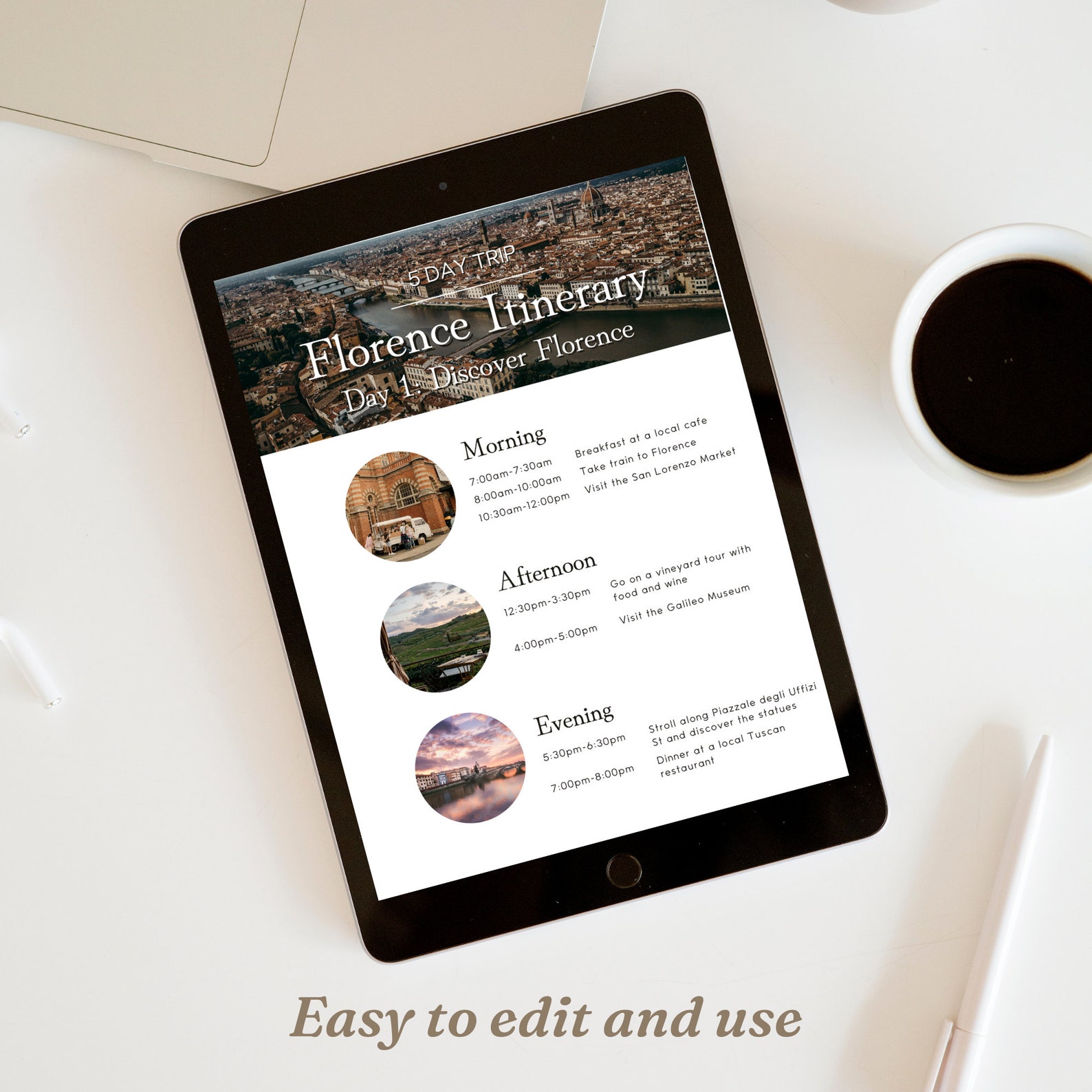 Florence Italy 5-day Itinerary Canva Template | Florence Travel Planner ...