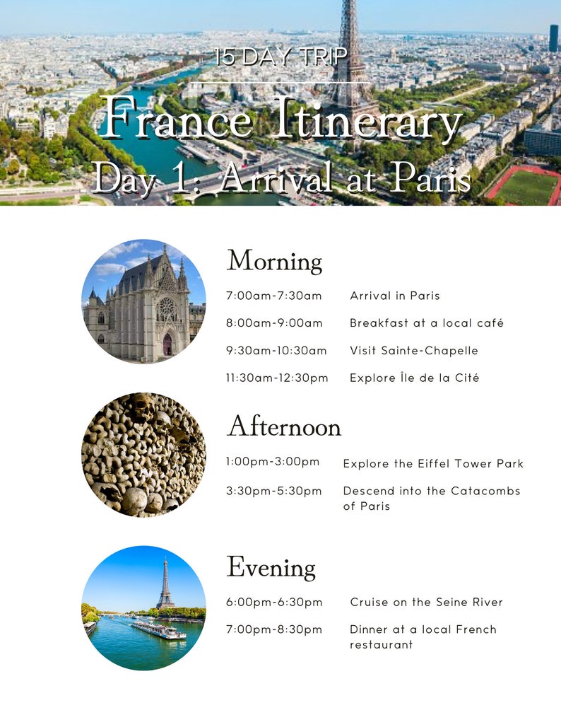 France Itinerary 15-day Canva Template France Travel Planner Canva ...