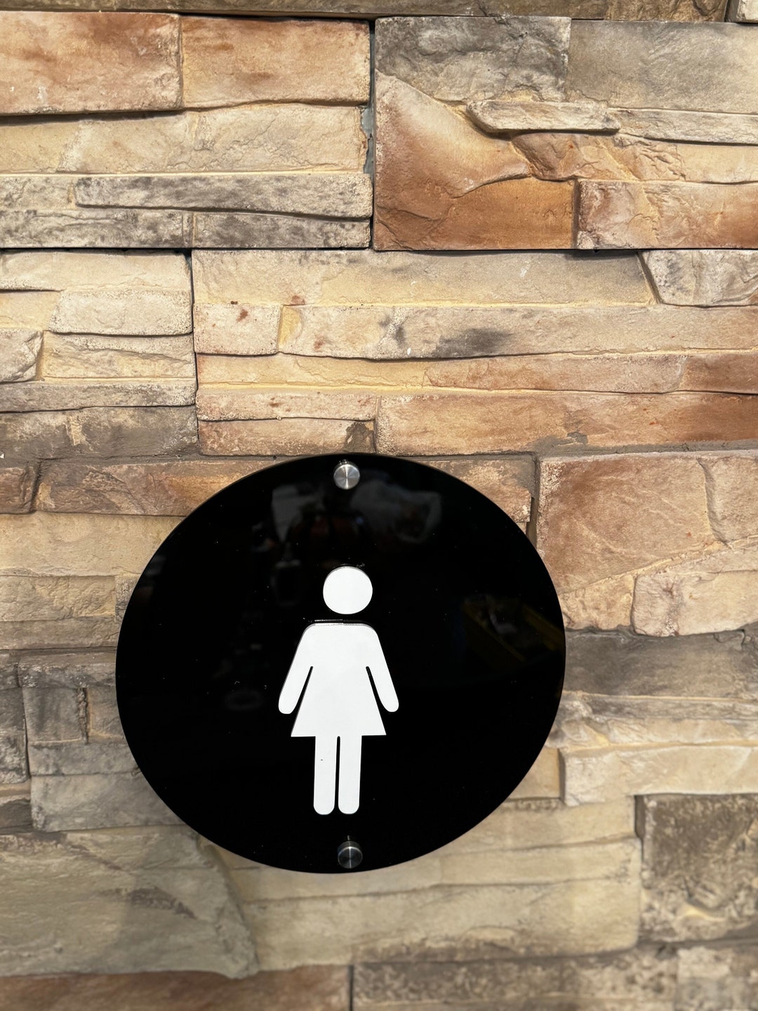 12 Round 3D Restroom Acrylic Sign, Bathroom Signs, Office Bathroom ...