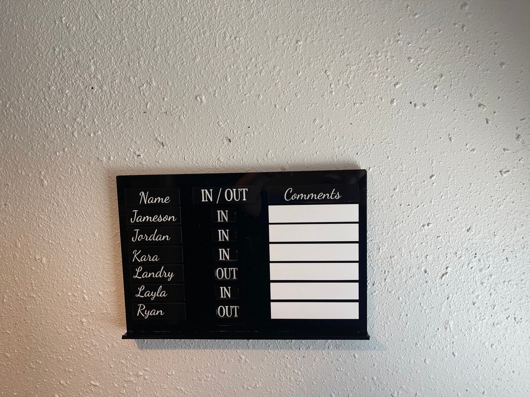 Out of Office Sign With a Sliding In/out With Matching Names. Includes ...