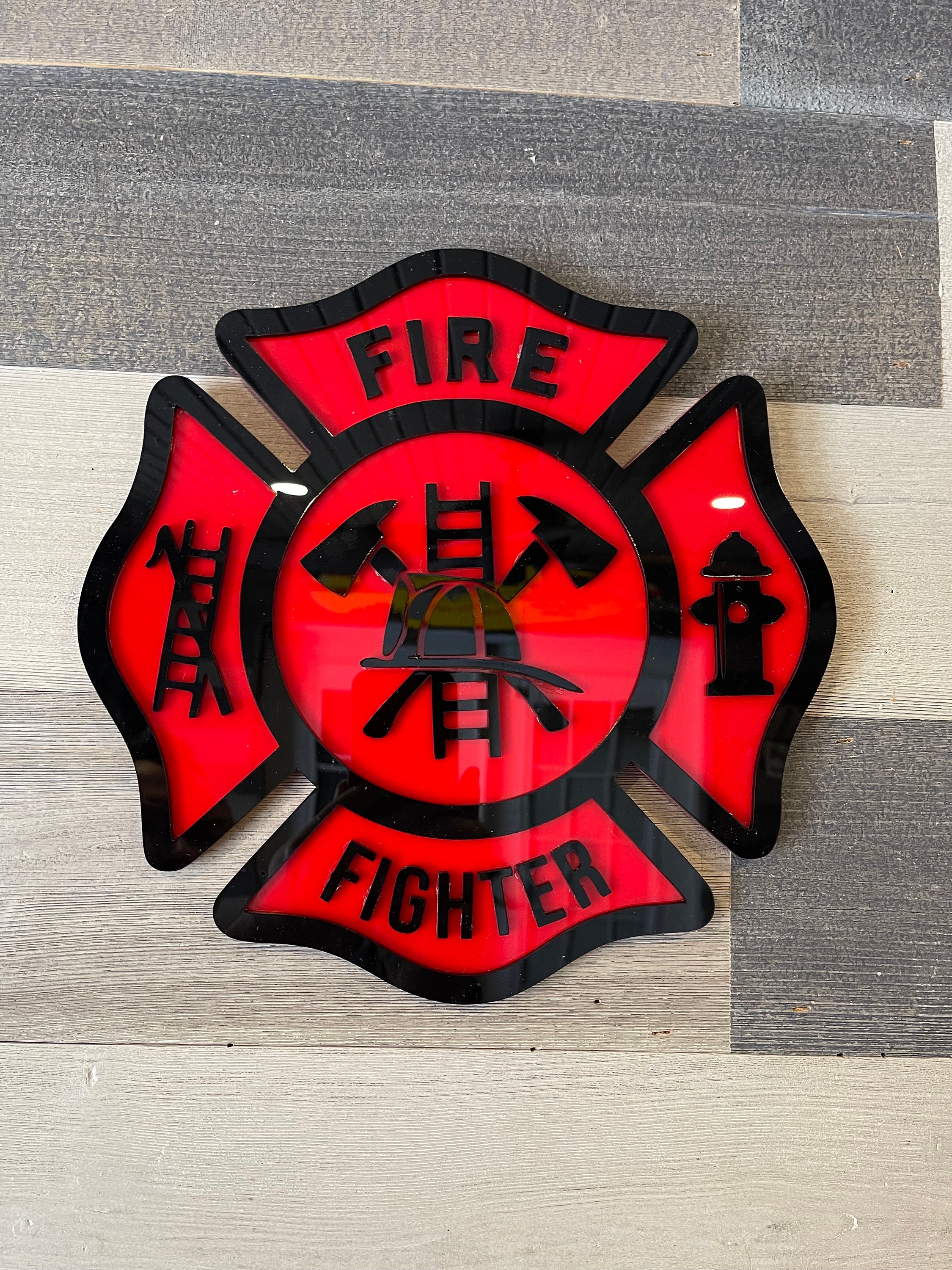 Fire Fighter Maltese/emblem Cross. 3d Looking Layered Acrylic Sign ...
