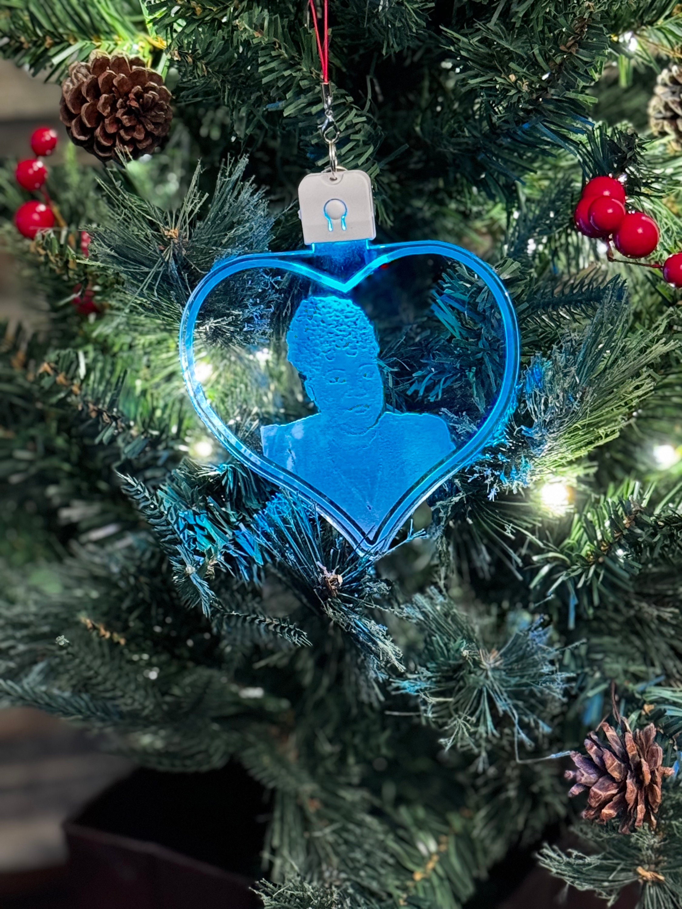 Lighted Personalized Heart Photo Ornament. Color Changing and ...