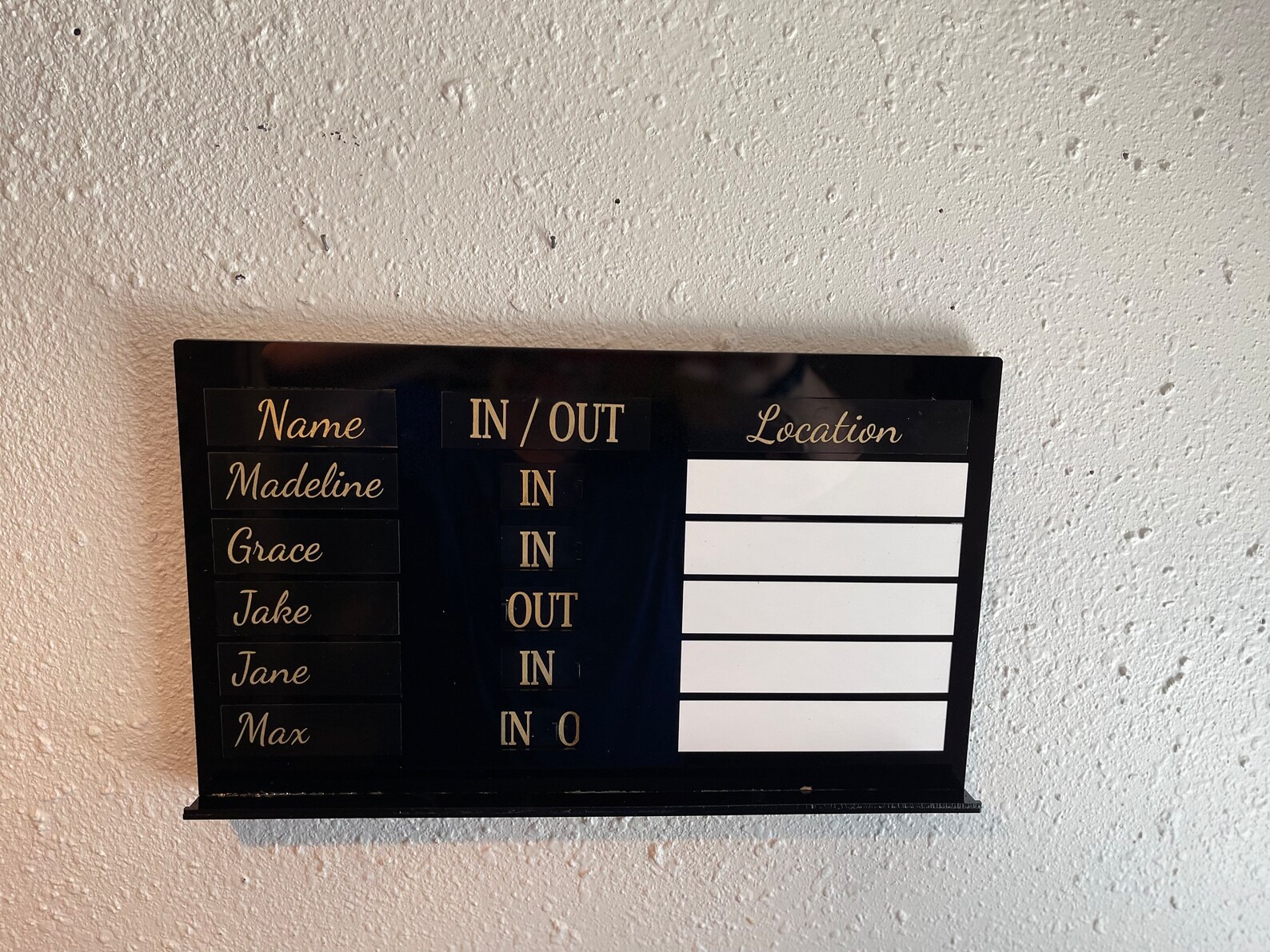 Out of Office Sign With a Sliding In/out With Matching Names. Includes ...