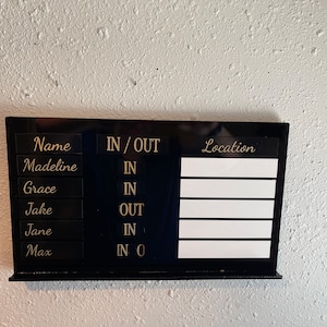 Out of Office Sign With a Sliding In/out With Matching Names. Includes ...