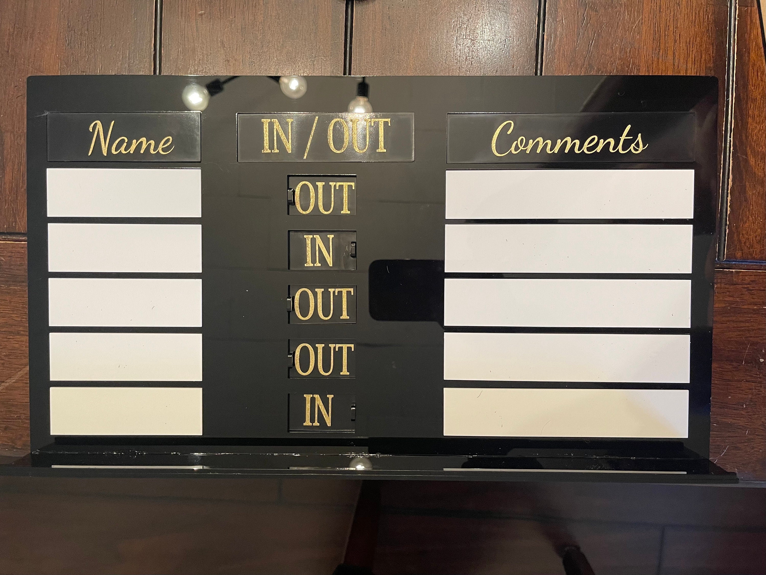 Out of Office Sign With a Sliding in / Out. Includes a Comment Section ...