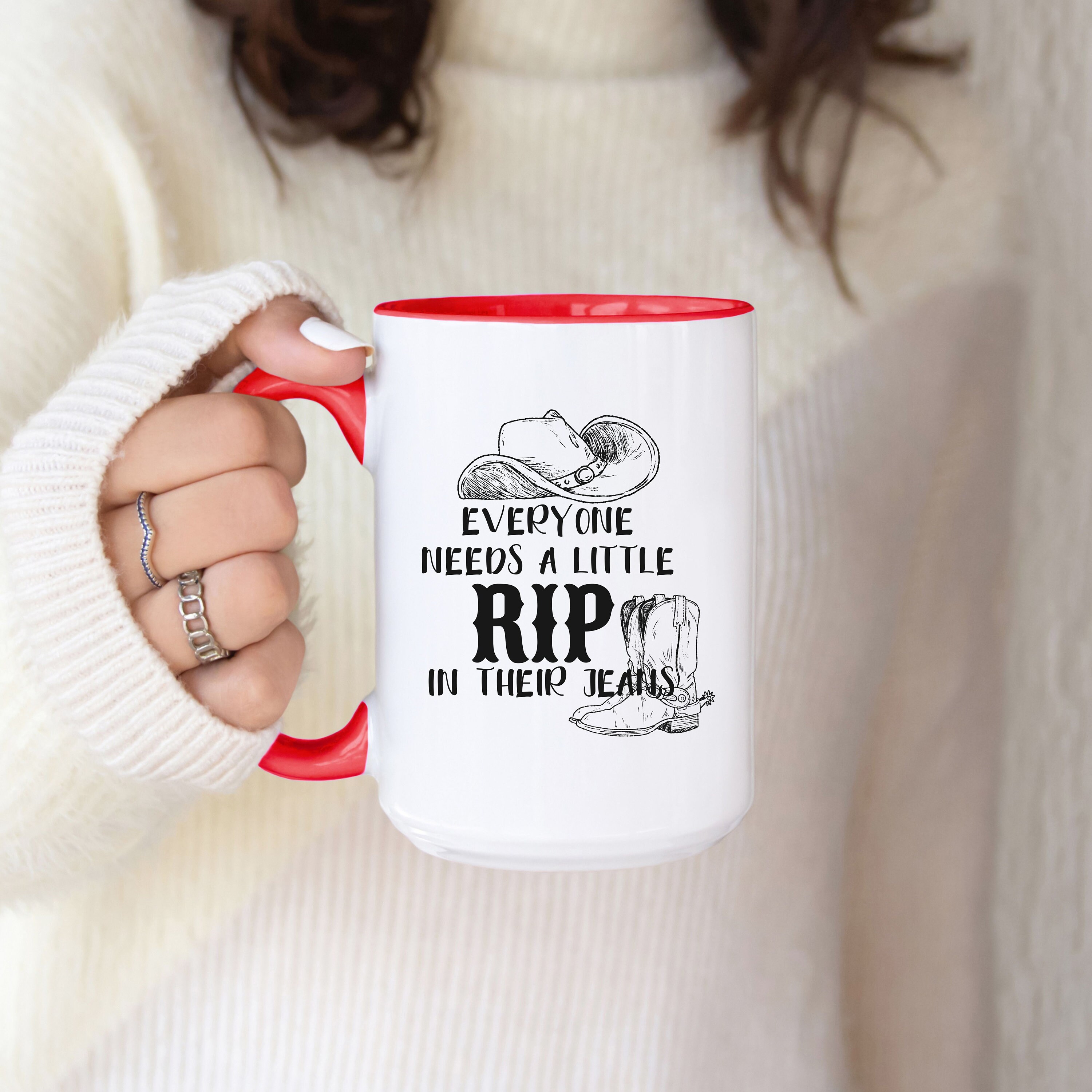 Everyone RIP Jeans Two-tone Coffee Tea Mugs, 15oz RIP Lover Cowboy ...