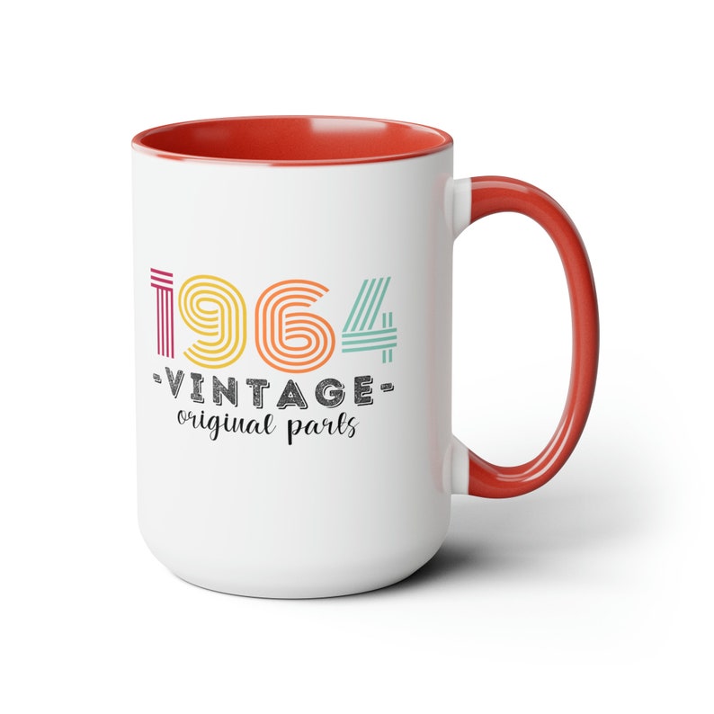 Vintage 1964 60th Birthday Original Parts Two-tone Coffee Mugs, 15oz ...