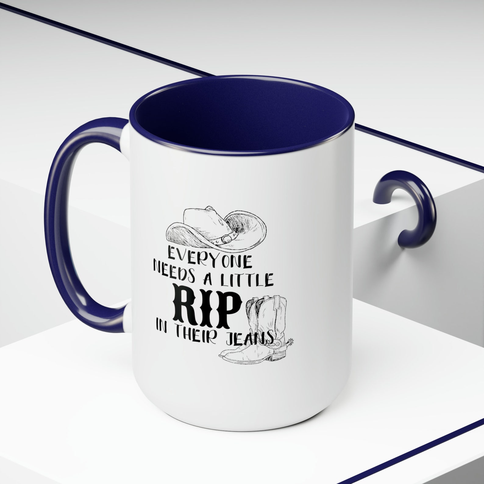 Everyone RIP Jeans Two-tone Coffee Tea Mugs, 15oz RIP Lover Cowboy ...