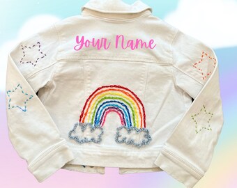 RAINBOW DENIM JACKET - Etsy