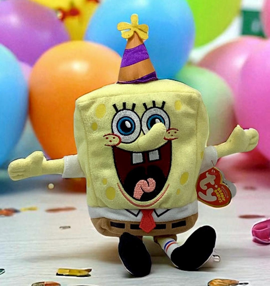 Spongebob Happy Birthday TY Beanie Baby - Etsy